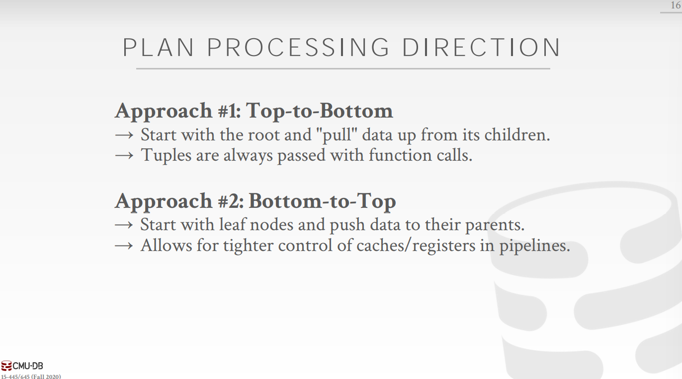 CMU15445 Lecture12-13 Query Execution - 逸兴遄飞 - 博客园