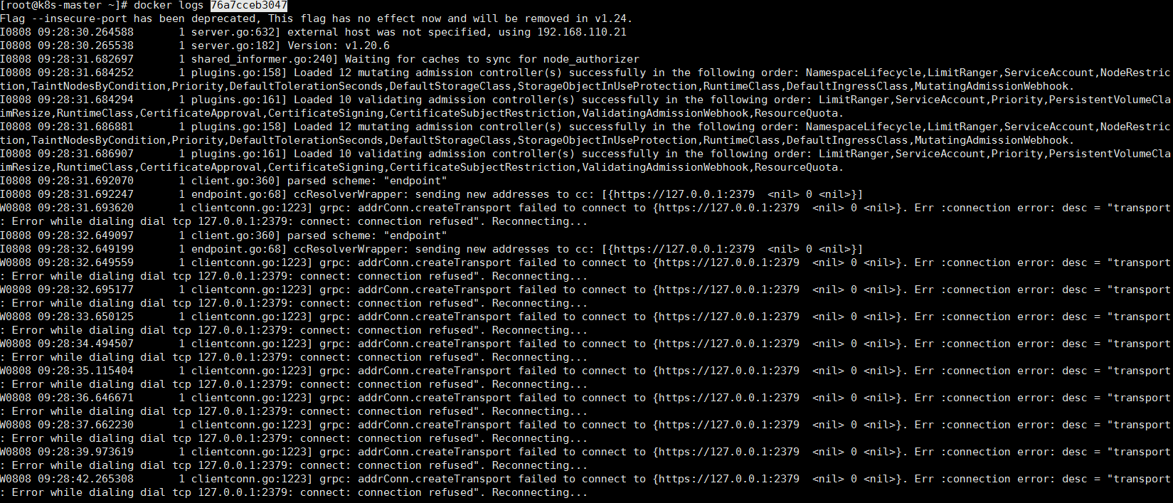 k8s 集群重启后无法正常启动etc，apiserver - Armored-forces - 博客园