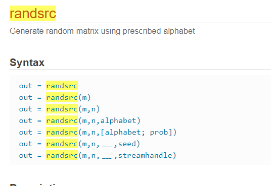 MATLAB randint randi randsrc Yhm138 