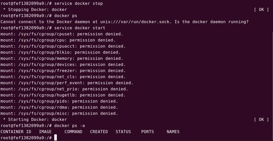 Ubuntu安装Docker的步骤（在ubuntu中安装docker，在这个docker中再安装ubuntu，然后再安转docker，套娃啦），快捷记录（无解释）（其中有的docker启动失败 ...