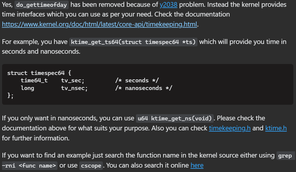 在Linux 内核态下，do_gettimeofday()函数已经失效，已移出time.h - 林安静 - 博客园