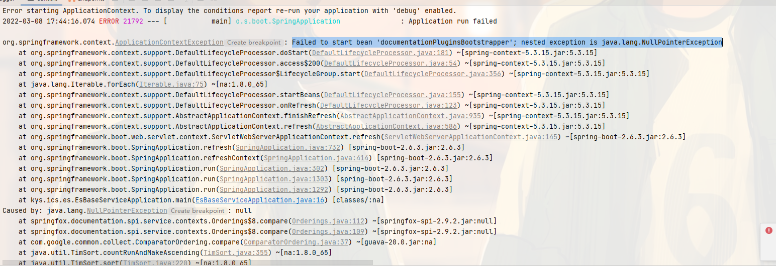 Springboot整合swagger启动错误，报 Failed To Start Bean Documentationpluginsbootstrapper Nested
