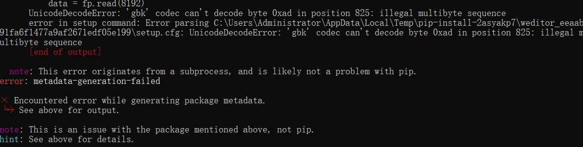 Python安装weditor失败， Error Subprocess Exited With Error 慕婉清 博客园