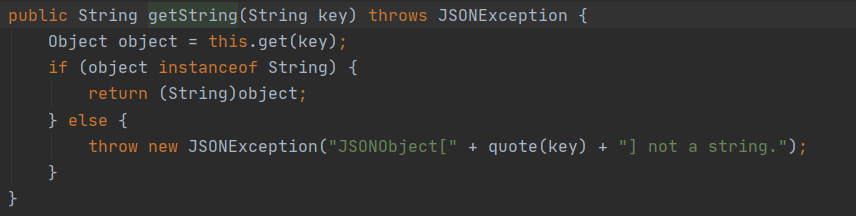 Org json JSONObject getString key 