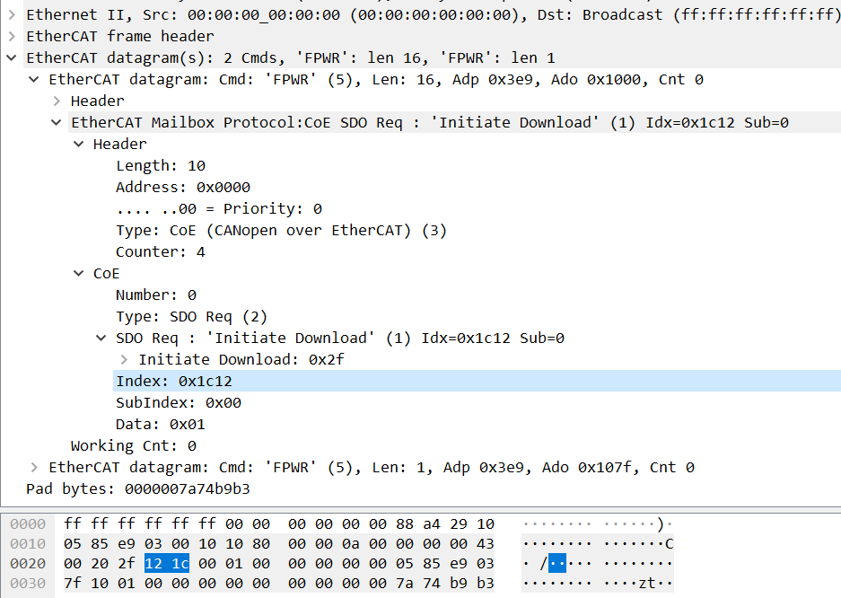 EtherCAT数据帧抓包解析(RxPDO配置过程详解) - Panda990 - 博客园
