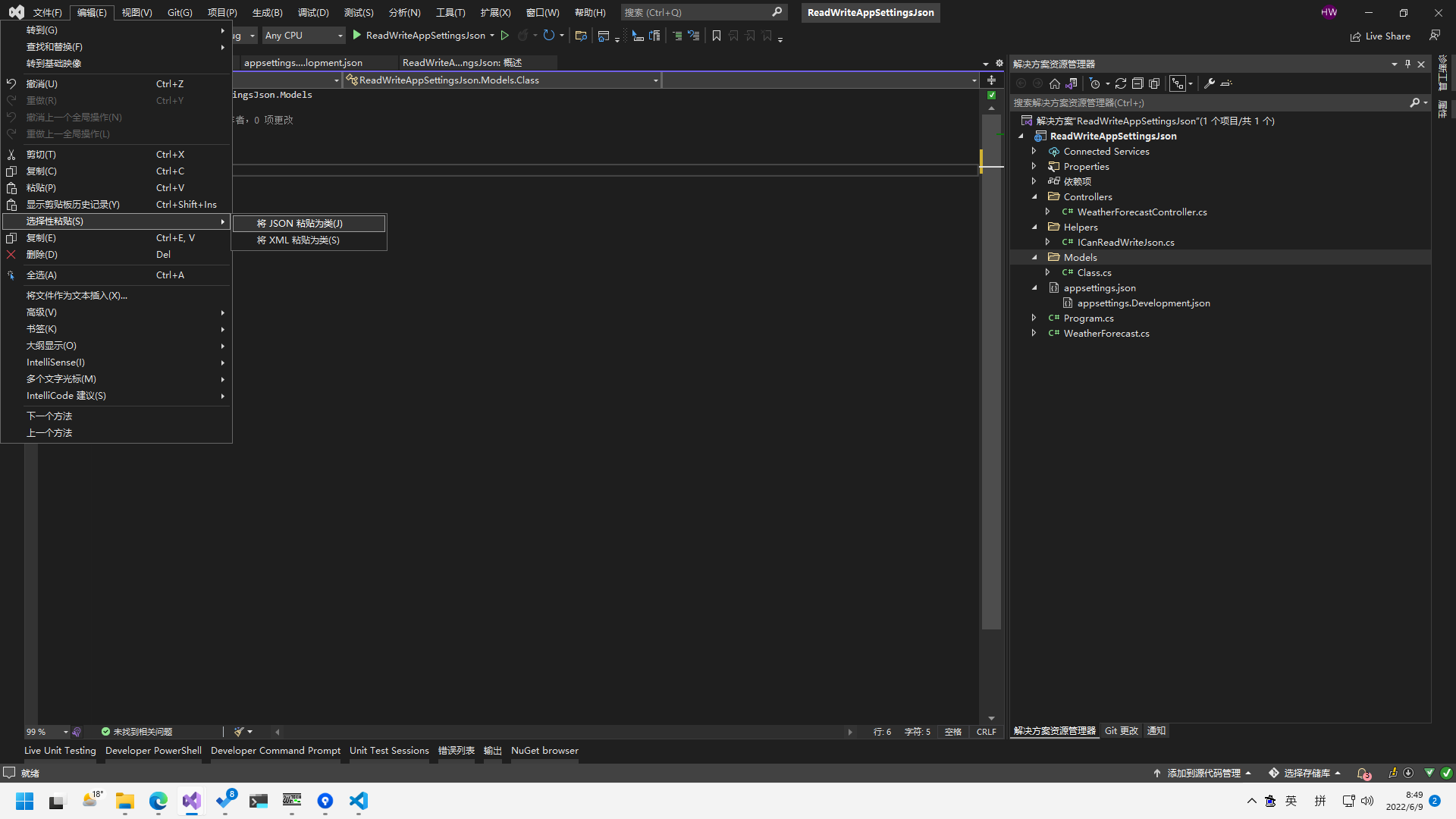 C AppSetting json 