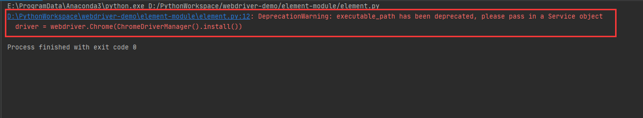  selenium python DeprecationWarning Executable path Has Been 